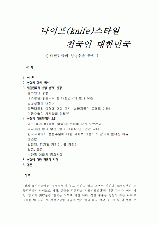 성형왕국 -대한민국