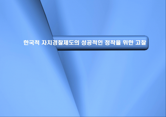 한국적 자치경찰제도의 성공적인 정착을 위한 고찰