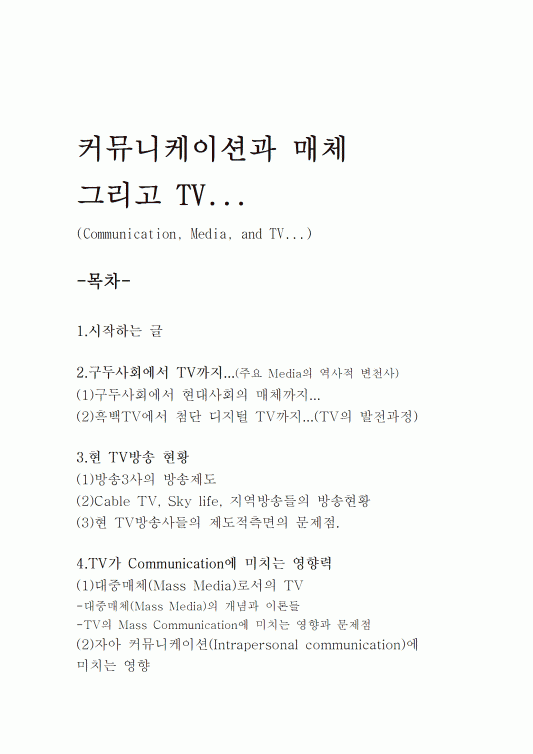 커뮤니케이션과 매체 그리고 TV...