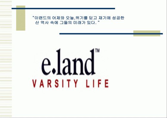 이랜드(E-Land)의 재도약