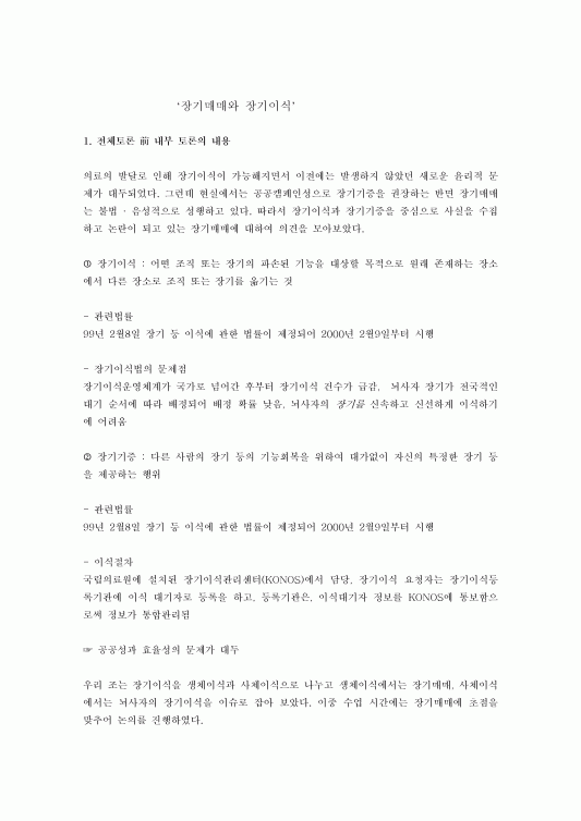 ‘장기매매와 장기이식’