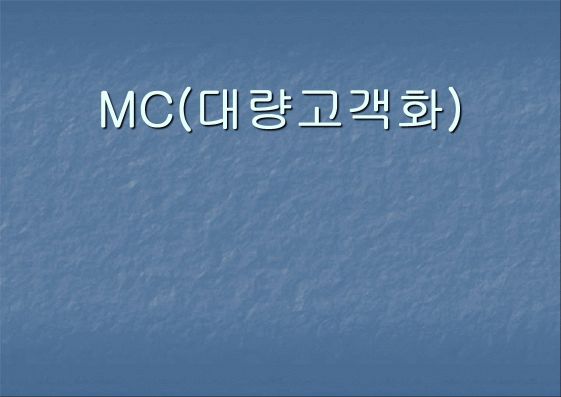 MC(대량고객화)