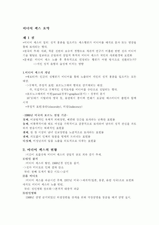 미디어 섹스 레포트 자료