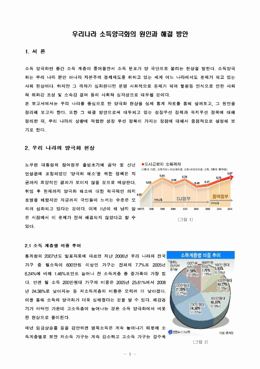 우리나라 소득양극화의 원인과 해결 방안