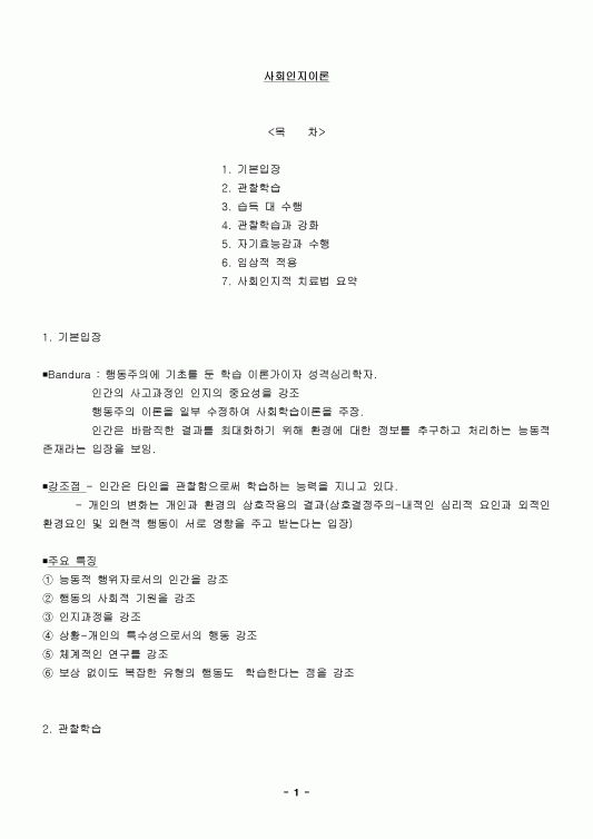 [사회과학] 사회인지이론