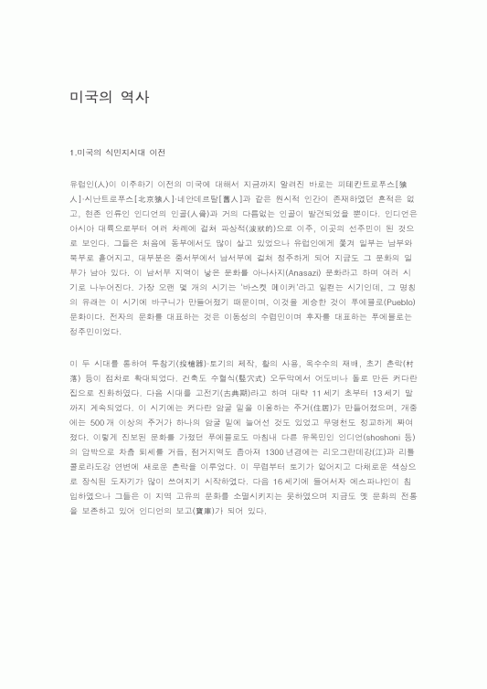 미국의 역사 레포트 자료