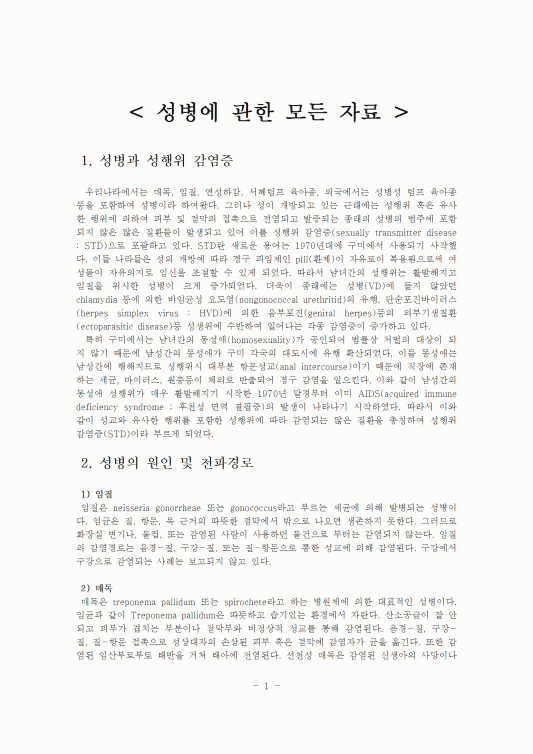 [의학]성병에 관한 모든것