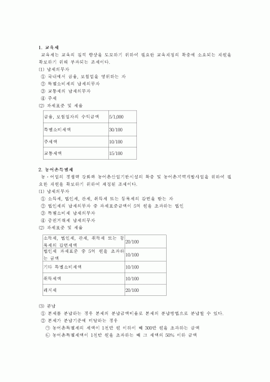 [세무학개론] 그 밖의 세금의 종류(세무)