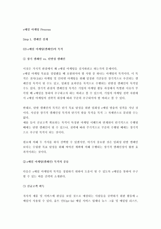 e메일 마케팅의 과정(process)