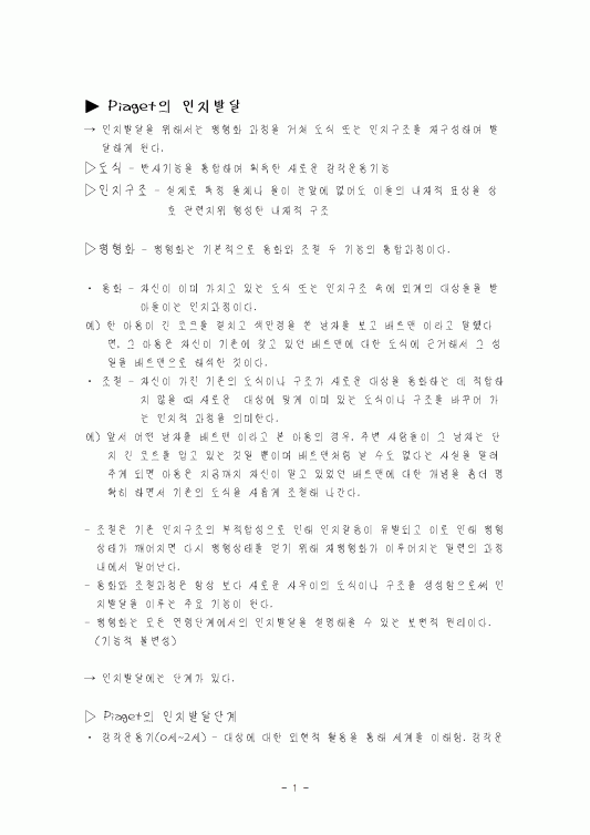 Piaget의 인지발달과 지능발달의 관계성 고찰