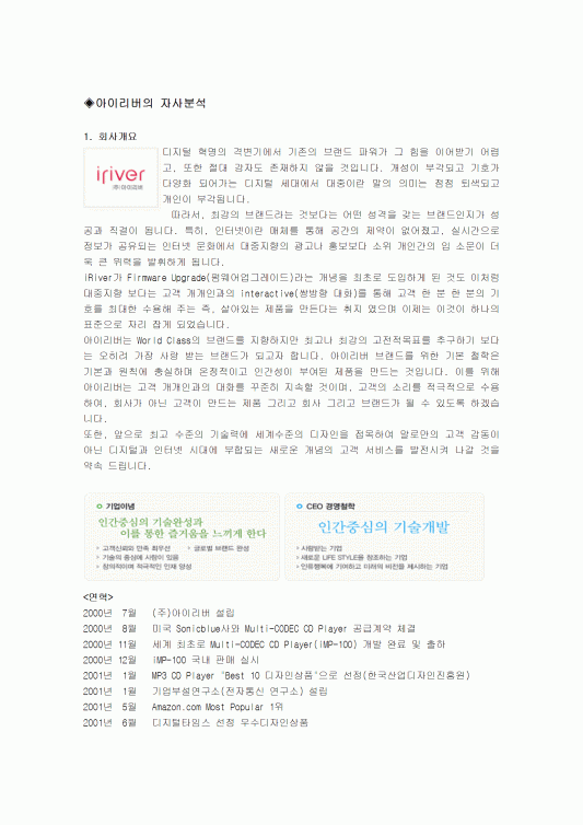 ㈜아이리버의 자사분석