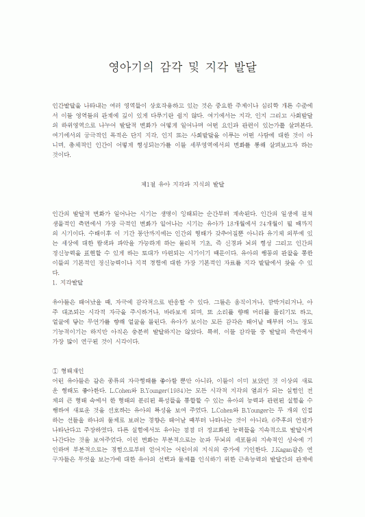 영아기의 감각 및 지각 발달