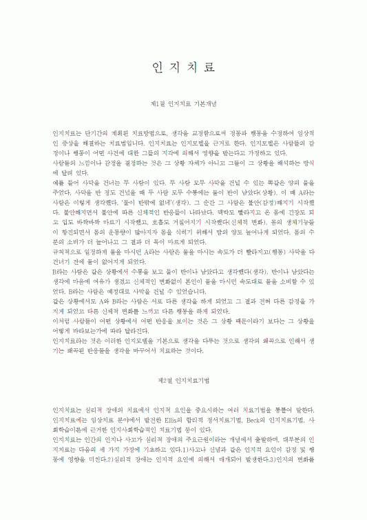 인 지 치 료 레포트 자료