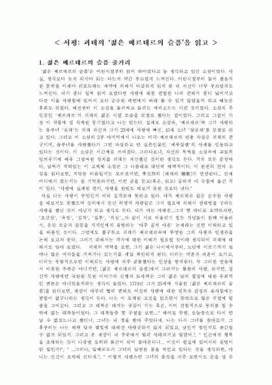 [독후감]괴테의 젊은 베르테르의 슬픔’을 읽고
