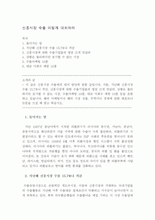 신흥시장 수출 이렇게 대처하라