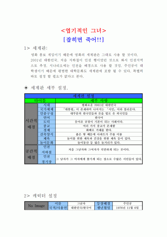 게임캐릭터 기획및 제작