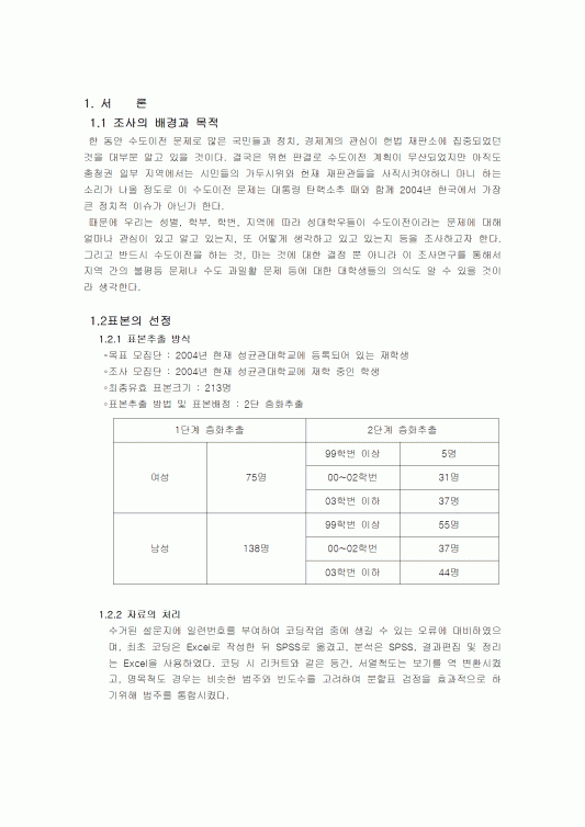 수도이론에 관한 여론조사