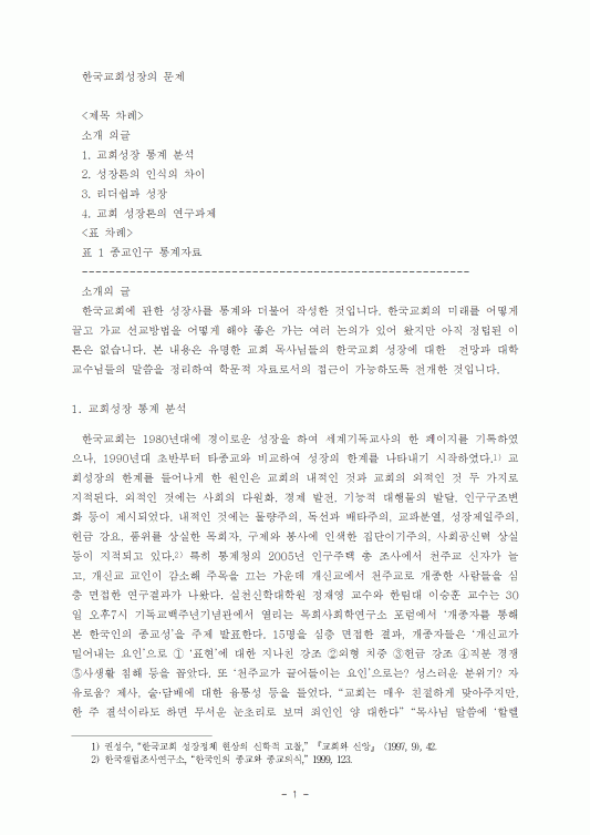 한국교회성장의문제
