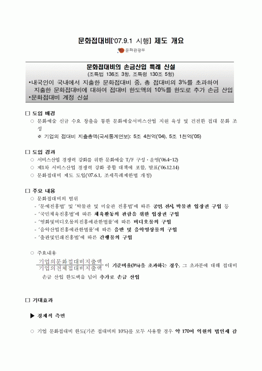 문화접대비 제도 개요