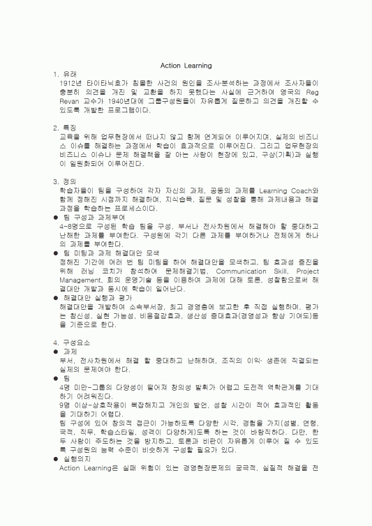 액션러닝 레포트 자료