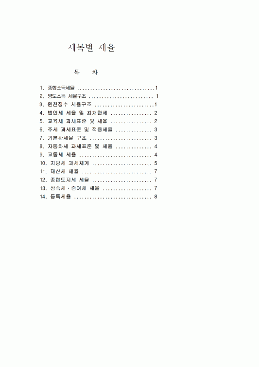 과세체계 및 세율자료