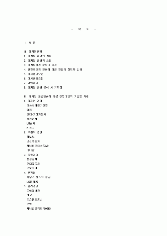 마케팅환경 분석과 마케팅환경 변화에 따른 성공사례