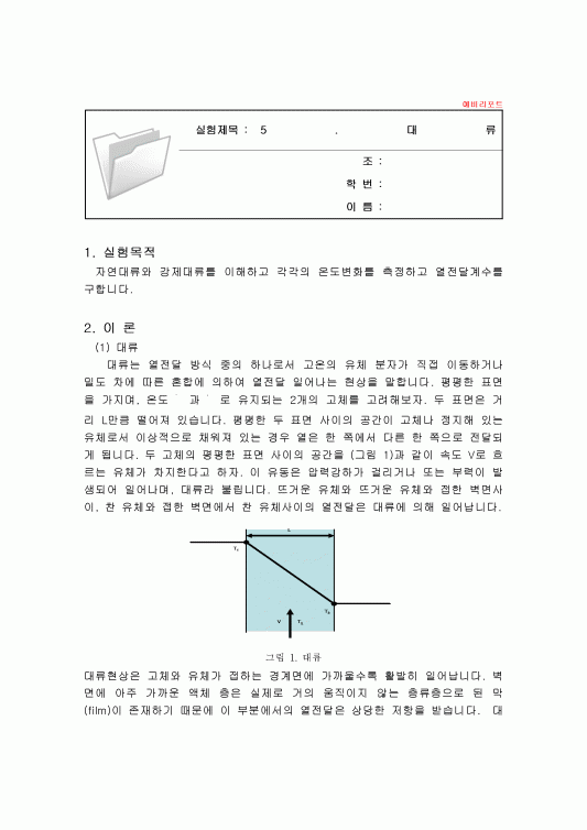 [공학/컴퓨터/통신] 화학공학실험_대류_ report