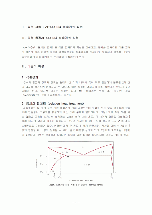 Al-4%Cu의 석출경화 실험
