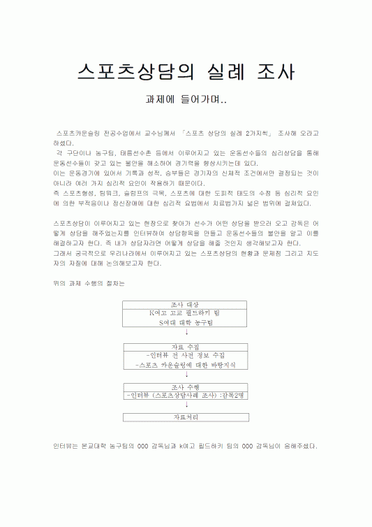 스포츠상담 사례(스포츠카운슬링)