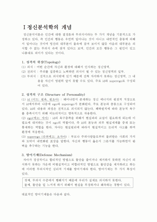 정신분석적 관점에서 본 정서적 일탈