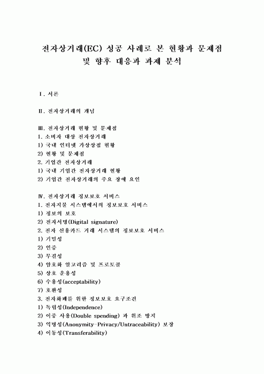 전자상거래(EC, 인터넷쇼핑) 성공 사례로 본 전자상거래(EC, 인터넷쇼핑) 현황과 전자상거래(EC, 인터넷쇼핑) 문제점 및 향후 전자상거래(EC, 인터넷쇼핑) 대응과 전자상거래(EC, 인터넷쇼핑) 과제 분석