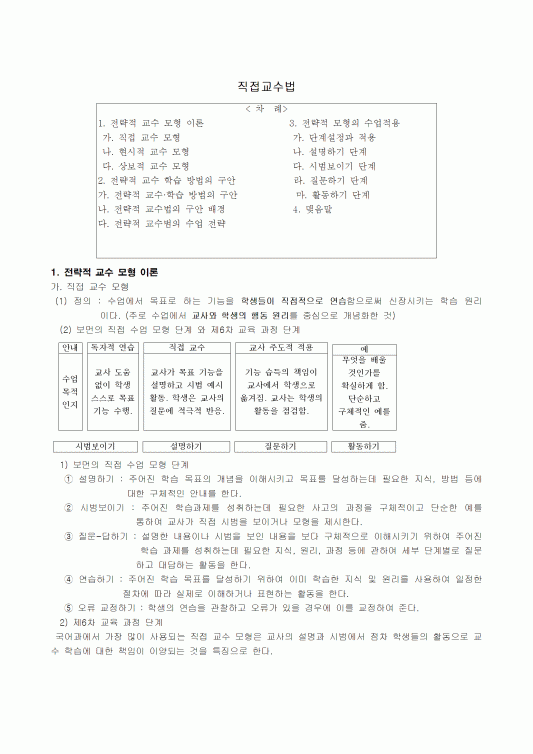 국어과 직접교수법 조별 발표자료
