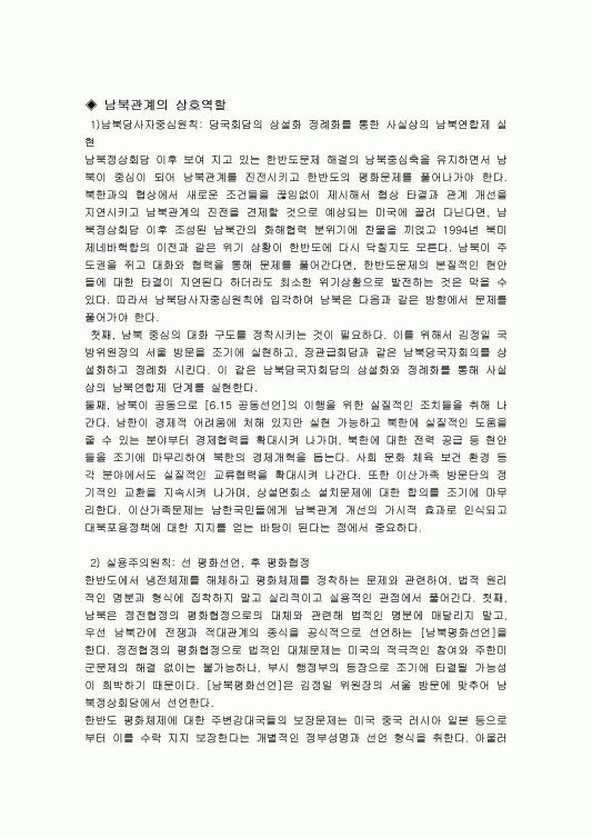 남북관계의 상호역할