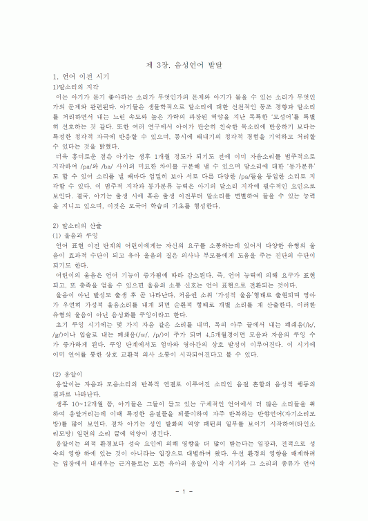 음성언어 발달과 읽기발달 및 쓰기 발달