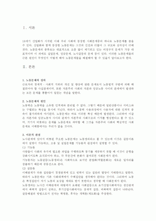 [인문과학] 노동문제