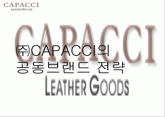 ㈜CAPACCI(가파치) 공동브랜드 전략