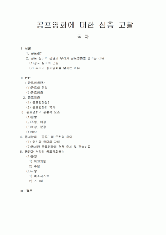 공포영화에 대한 심층 고찰