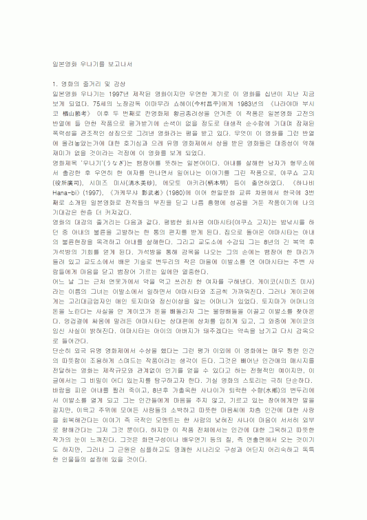 일본영화 우나기를 보고나서