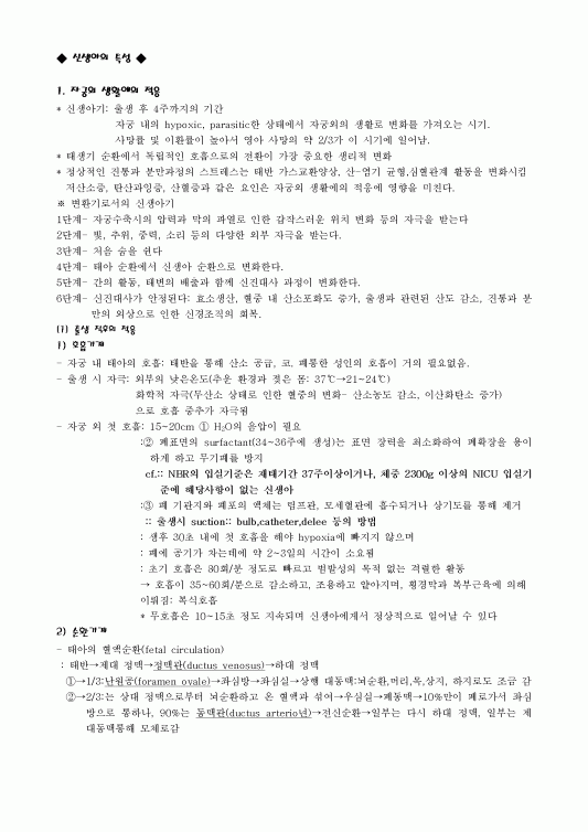 신생아의 특성