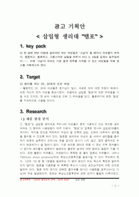 광고 기획- 삽입형 생리대