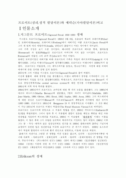 프로이드와 에릭슨 비교