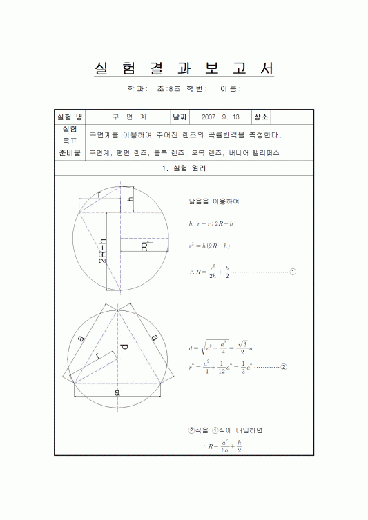 구면계를 이용한 곡률 반경
