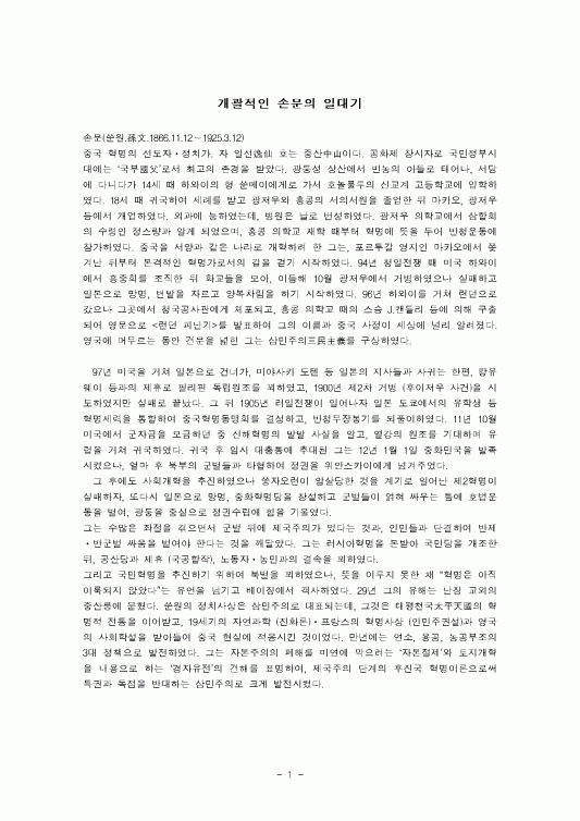 손문(쑨원)의 삼민주의에 대해