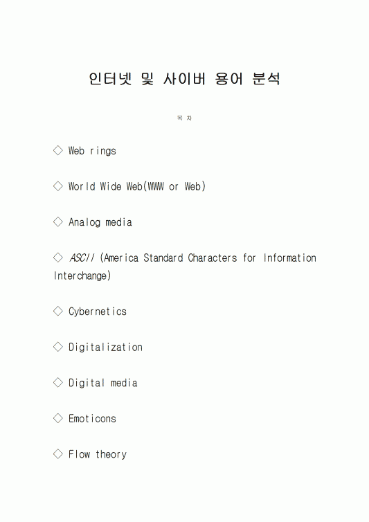 사이버 및 인터넷 용어 분석