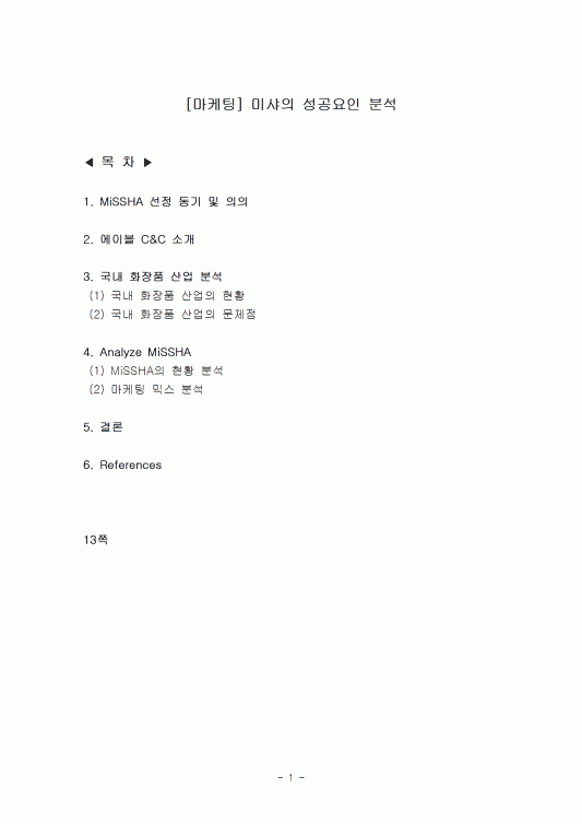 [마케팅] 미샤의 성공요인 분석