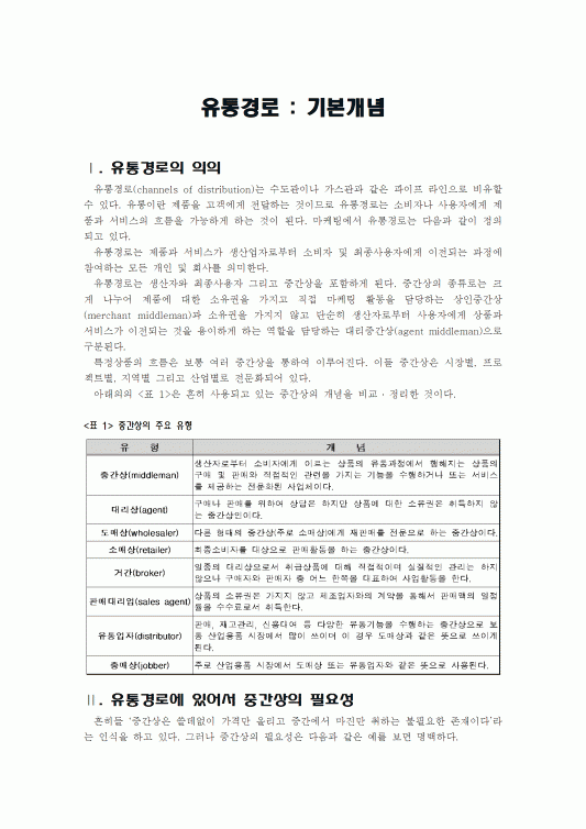 유통경로 레포트 자료
