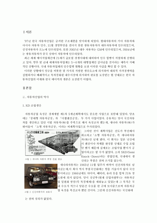 자동차 산업의 역사와 현재에 대한 보고서