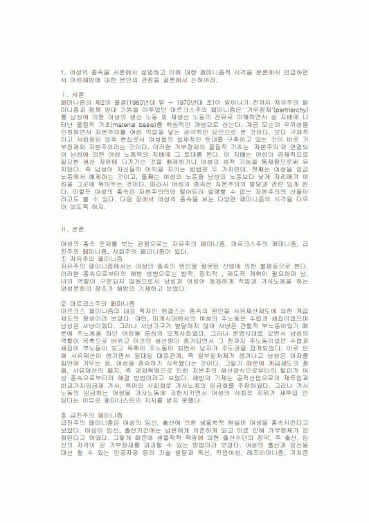 여성종속,페미니즘,여성해방에관하여