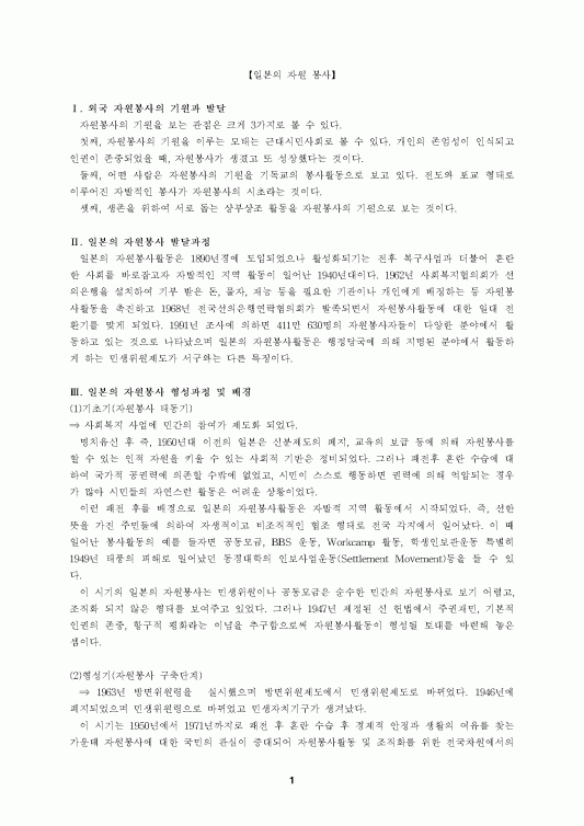 [사회과학] 일본의 자원봉사