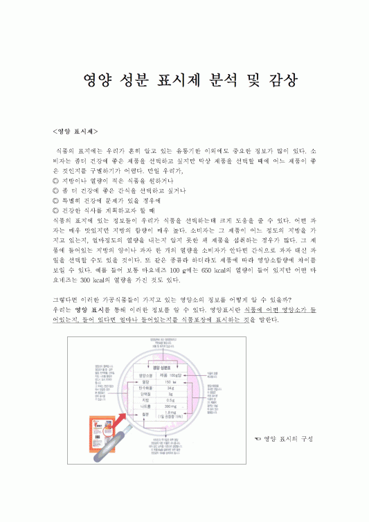영양 성분 표시제 분석 및 감상